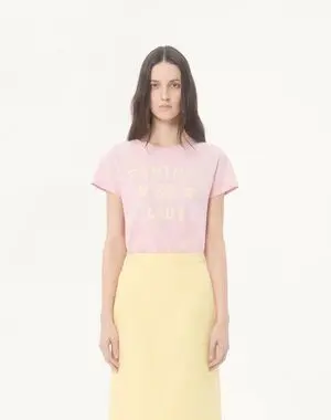 Valentino Garavani Cotton T-shirt With Panther Lady Print - Pink