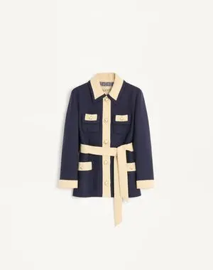 Valentino Garavani Caban With Integrated Belt - Provence Blue/birch