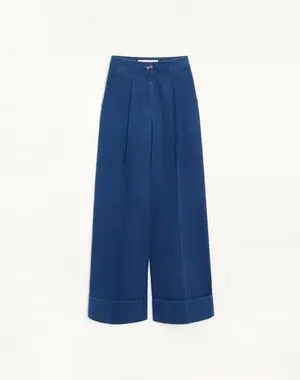 Valentino Garavani Trousers With V Gold Detail - Blue