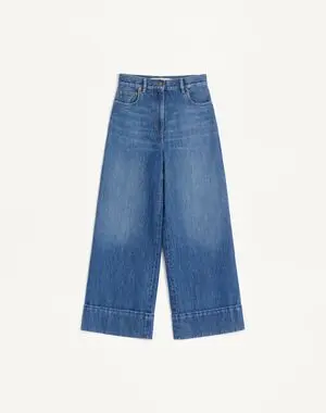 Valentino Garavani Trousers With V Gold Detail - Blue
