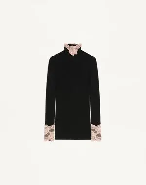 Valentino Garavani Cashmere Jumper With Lace Detail - Black/rose Dust