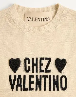 Valentino Garavani Chez Wool Sweater With Embroidered Heart Detail