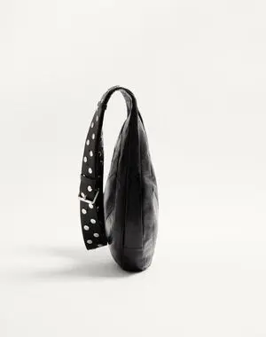 Valentino Garavani Hoboho Nappa Leather Hobo Bag With Chevron Pattern - Black