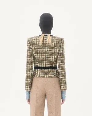 Valentino Garavani Tweed Jacket With Velvet Details - Multicolour