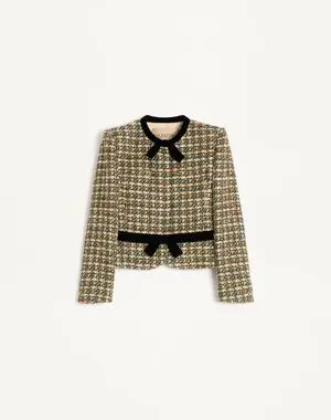 Valentino Garavani Tweed Jacket With Velvet Trim - Multicolour