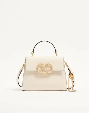 Valentino Garavani Vsling Small Handbag With Jewel Logo - Ivory