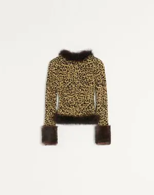 Valentino Garavani Jacquard Lurex Knit Jacket With Feather Trim