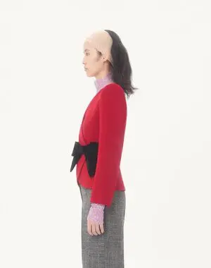 Valentino Garavani Wool Crepe Jacket With Bow - Paris/black