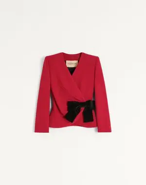 Valentino Garavani Wool Crepe Jacket With Contrasting Bow Detail