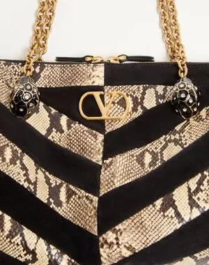 Valentino Garavani Panthea Python And Suede Shoulder Bag