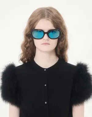 Valentino Garavani Wool Knit Cardigan With Feather Trim