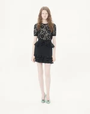 Valentino Garavani Lace And Cotton Knit Top - Black