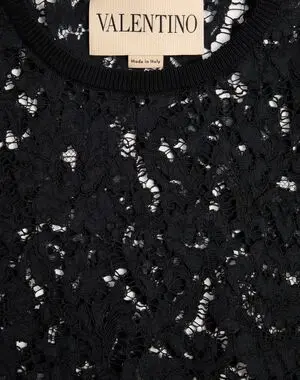 Valentino Garavani Lace And Cotton Knit Top - Black