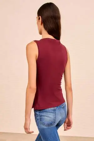 Ulla Johnson Clio Ruched Ruffle Top - Claret