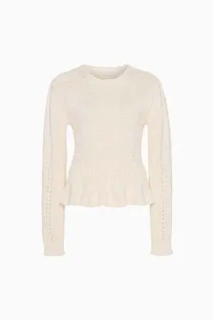 Ulla Johnson Aurelie Long Sleeve Peplum Pullover - Cowrie