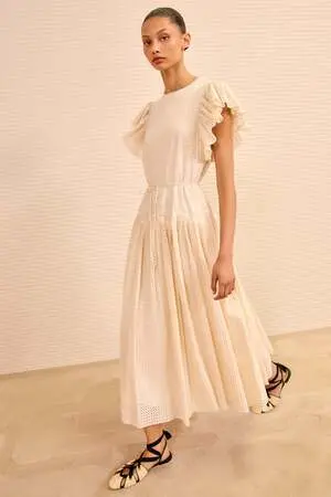 Ulla Johnson Sylvaine Flutter Sleeve Midi Dress - Cowrie - 40% Off |  Editorialist