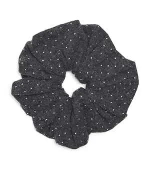 Sandro Wool-blend Rhinestone Knit Scrunchie - Black