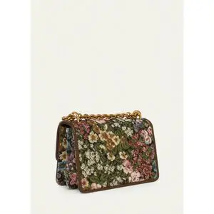 Valentino Garavani Floral Woven Leather-trim Shoulder Bag