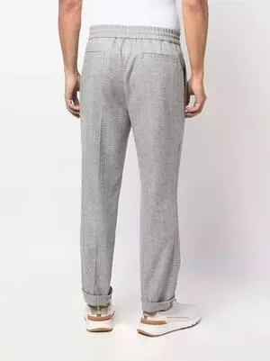 Brunello Cucinelli Chevron Drawstring-waist Trousers