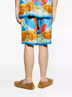 Versace Gallery Print Silk Shorts