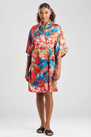 Natori Tropical Breeze Satin Wrap - Red