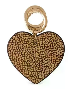 Borbonese Heart-shaped Keyring - Brown