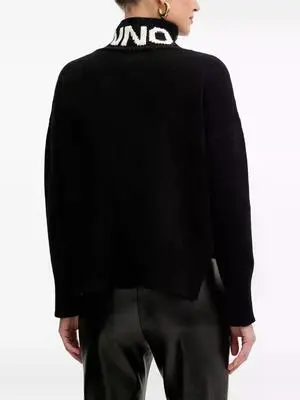 ERMANNO FIRENZE Logo Neckline Turtleneck Sweater - Black