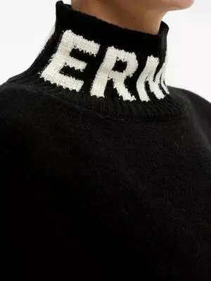 ERMANNO FIRENZE Logo Neckline Turtleneck Sweater - Black