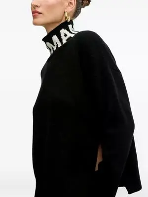 ERMANNO FIRENZE Logo Neckline Turtleneck Sweater - Black
