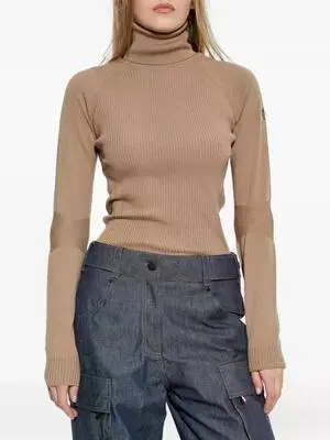 Moncler Logo-appliqué Ribbed-knit Jumper - Neutrals