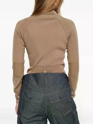 Moncler Logo-appliqué Ribbed-knit Jumper - Neutrals