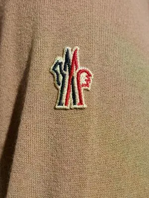 Moncler Logo-appliqué Ribbed-knit Jumper - Neutrals
