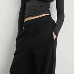 SKIMS Cotton Fleece Exposed Boxer Wide Leg Pants