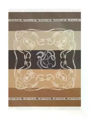 Etro Equine Heraldic-motif Wool Throw Blanket