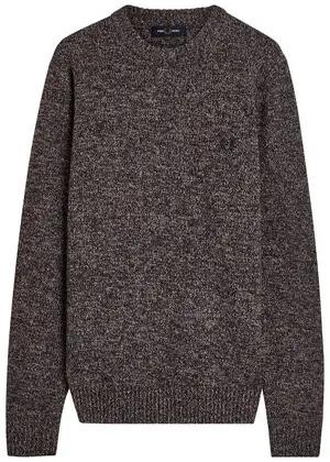 Fred Perry Logo-embroidered Wool-blend Jumper - Navy