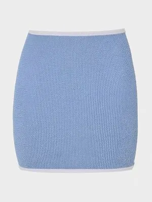 Hunza G Devyn Crinkle Swimskirt/tube Top - Cornflower/white