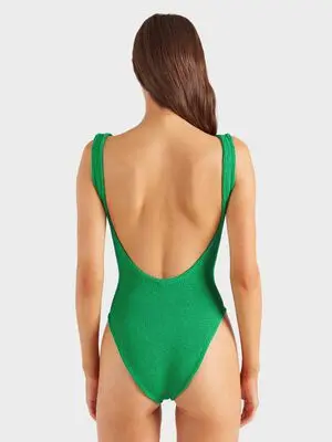 Hunza G Dallas Swim Original Crinkle™ One Piece With Zip Front - Emerald