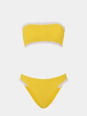 Hunza G Tracey Frill Bikini Set - Sunflower/white