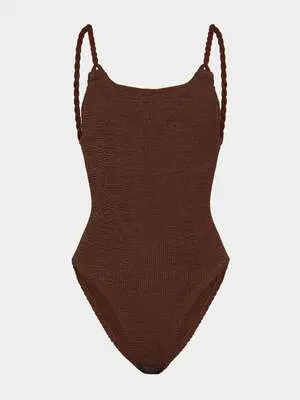 Hunza G Camille One-piece Swimsuit - Metallic Chocolate