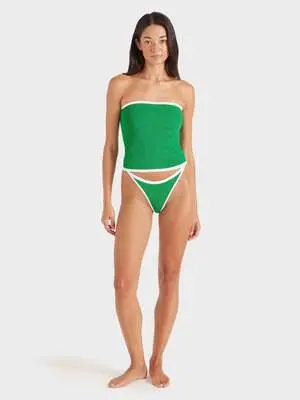 Hunza G Crinkle Devyn Swimskirt/tube Top - Crinkle Emerald/white