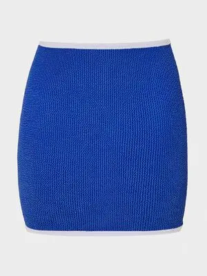 Hunza G Devyn Crinkle Strapless Tube Top And Swim Skirt - White/royal Blue