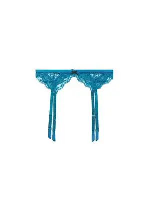 FLEUR DU MAL Bianca Lace Garter Belt - Aquamarine