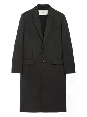Ami Single-breasted Wool Coat - Black
