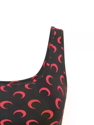 MARINE SERRE Crescent Moon-print Sports Bra - Black