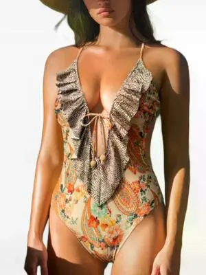 DEL MAAR Katari Ruffled Tie Swimsuit