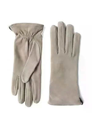 Brunello Cucinelli Leather Gloves With Gathered Detail - Neutrals