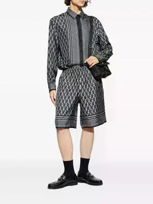 Versace Geometric Print Silk Shirt - Grey