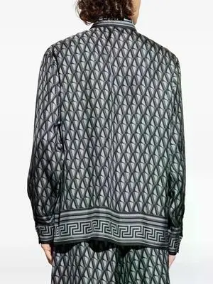 Versace Geometric Print Silk Shirt - Grey