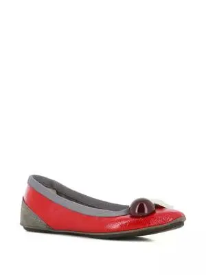 DOVE NUOTANO GLI SQUALI Becky Appliqué Ballet Flats - Red