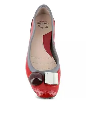 DOVE NUOTANO GLI SQUALI Becky Appliqué Ballet Flats - Red